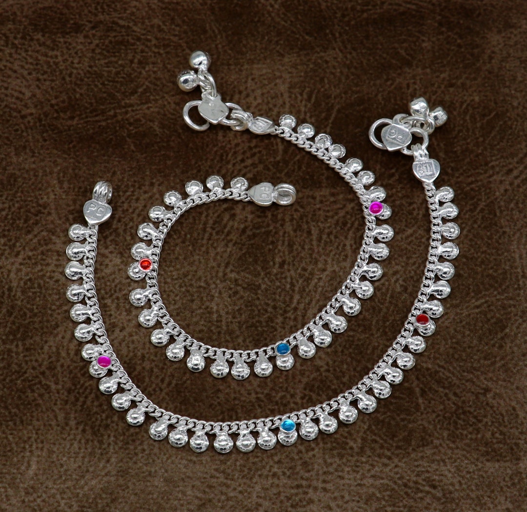 6" Long Handmade Single Curb Cuban Smooth Chain New Born Baby Anklets ...