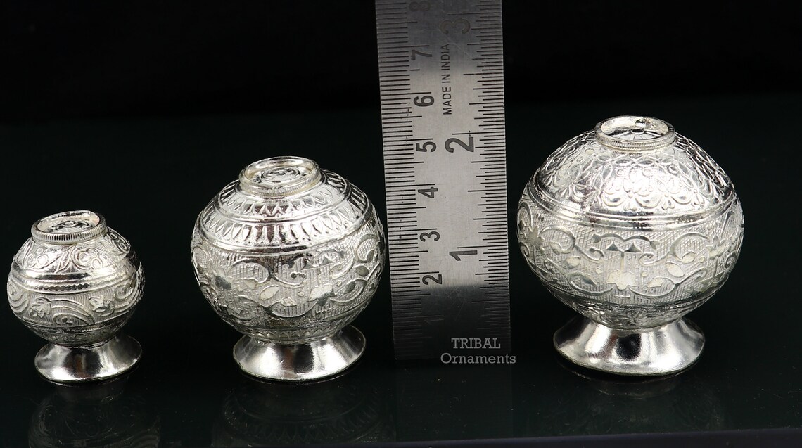 Pure 925 Sterling Silver Handmade Plain Small Kalash or Pot, Unique ...