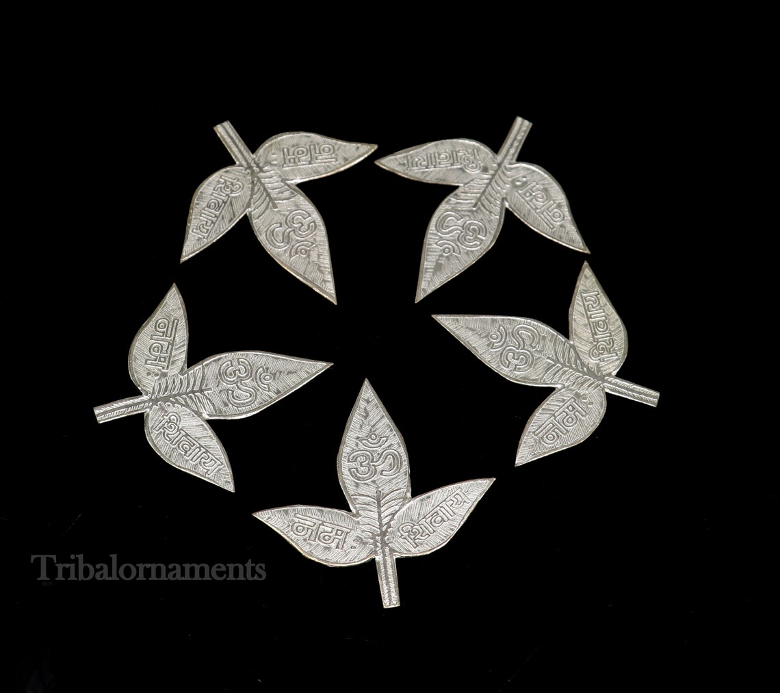 Lord Shiva Bel Patra Solid Silver Handmade Solid Belva Patra, Shiva ...