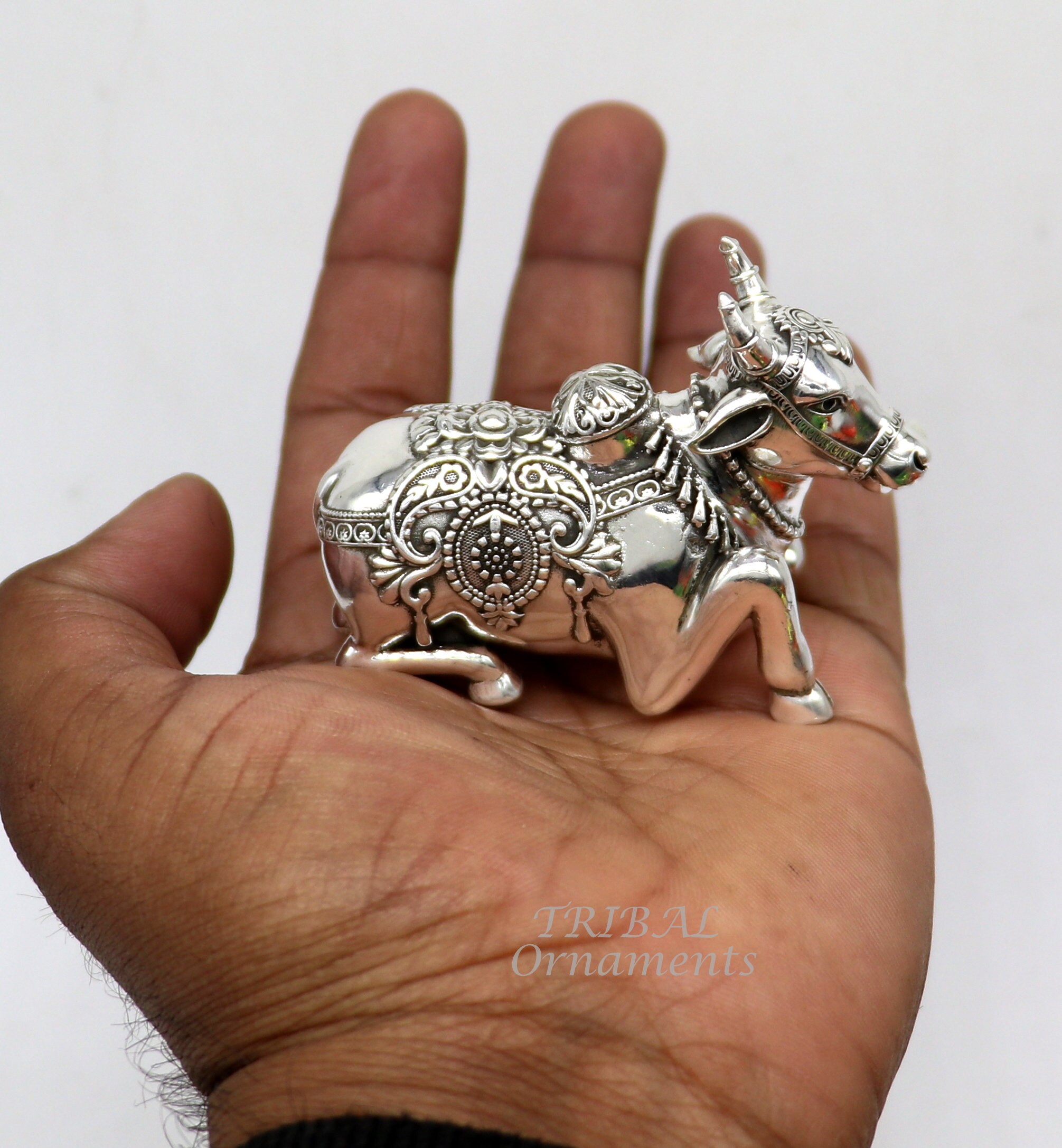 925 Sterling Silver Lord Shiva Vahan Nandi Maharaj Handmade Small ...