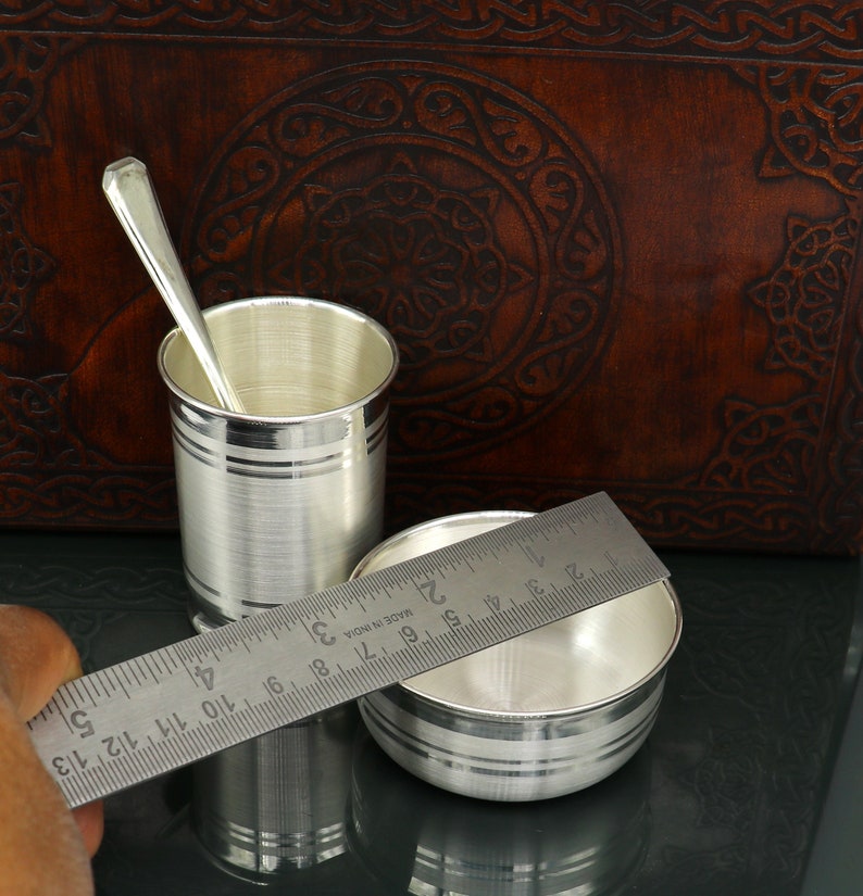 999 Pure Silver Combo Bowl and Water/milk Tumbler, Silver Vessel ...