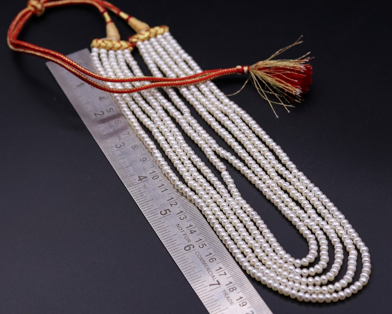 Natural Real Pearl Five Line Layer String Necklace Set Gorgeous Wedding ...