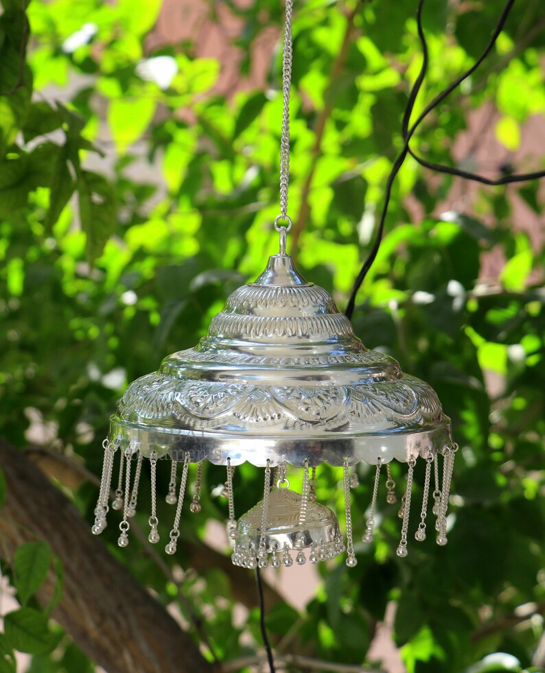 8" Wide Vintage Style Sterling Silver Double Steps Chattar or Chhatra ...