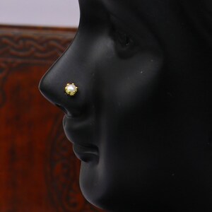 18 Kt Yellow Fine Gold Fabulous Nose Pin, Excellent Single Pearl Nose ...