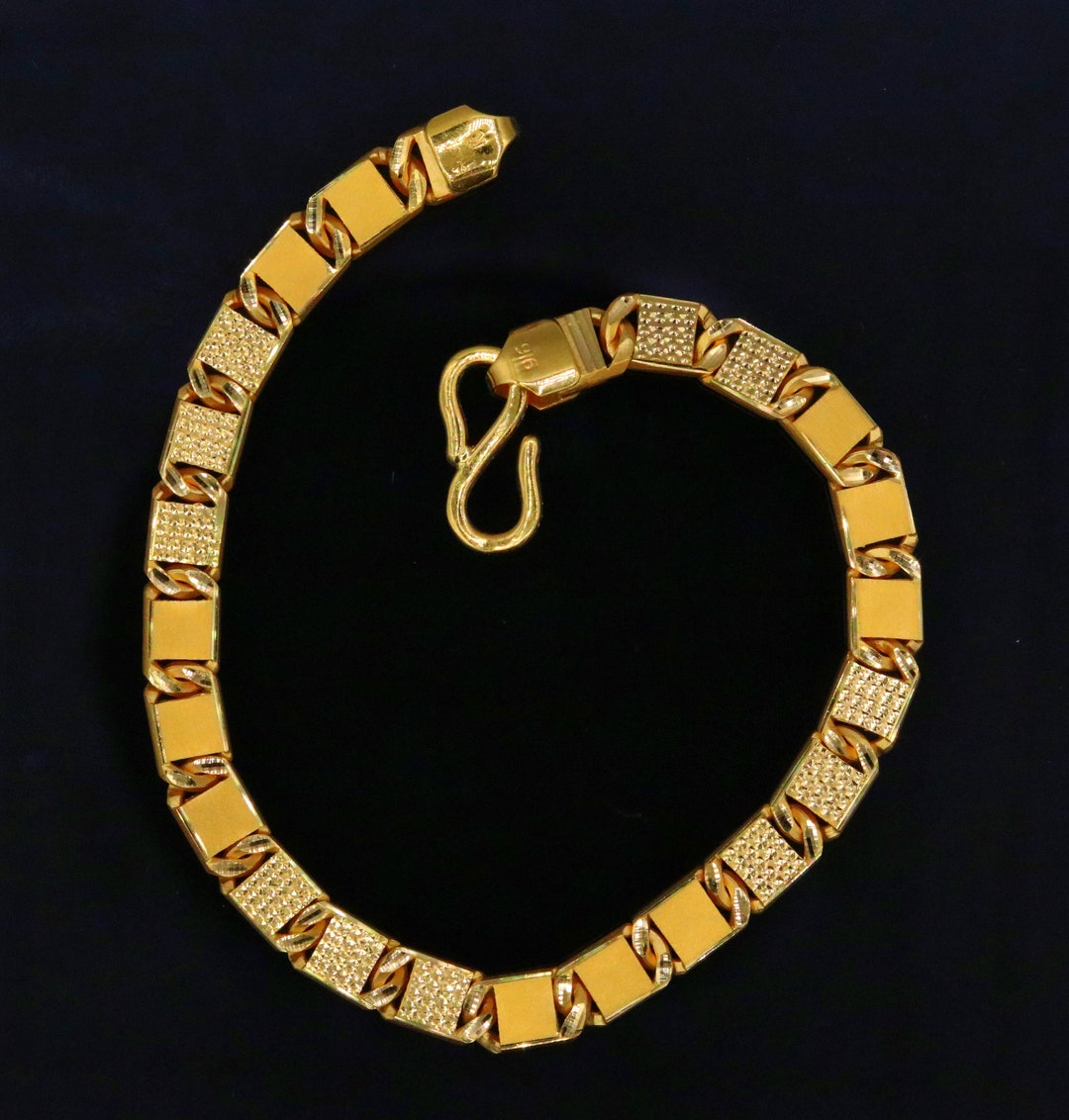 Certified Genuine 22kt Yellow Gold Handmade Solid Bar Royal Nawabi Chain or Bracelet Fabulous ...