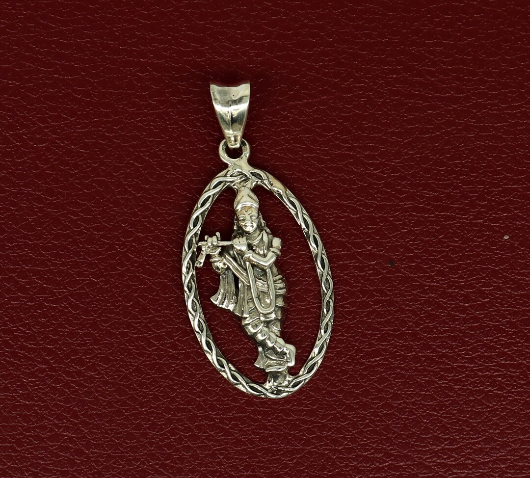 925 Sterling Silver Handmade Hindu Idol Krishna Pendant, Amazing ...