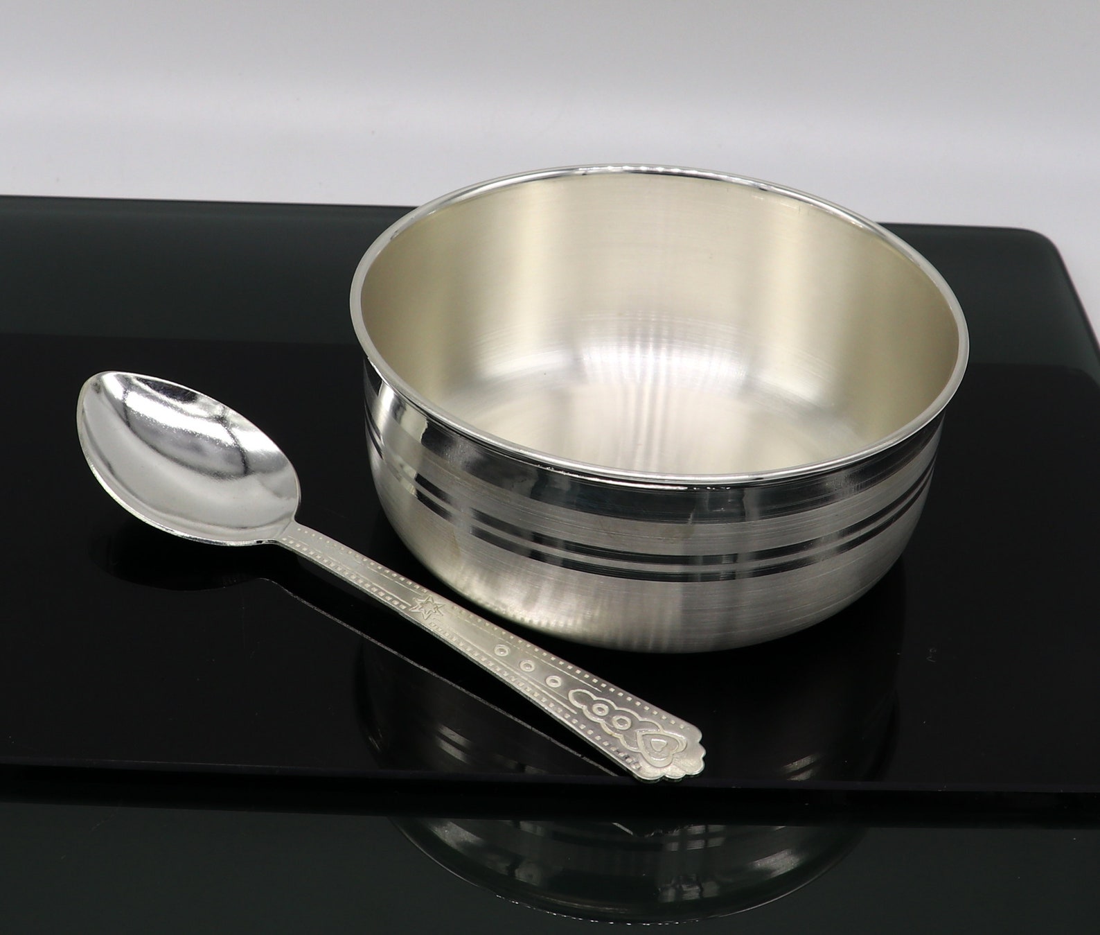 999 Pure Fine Silver Handmade Solid Bowl and Spoon Silver | Etsy