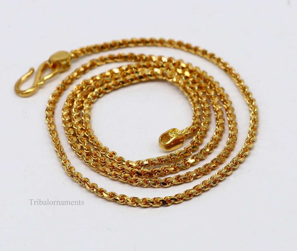22k Yellow Gold Handmade Solid Twisted Design Rope Chain Necklace ...