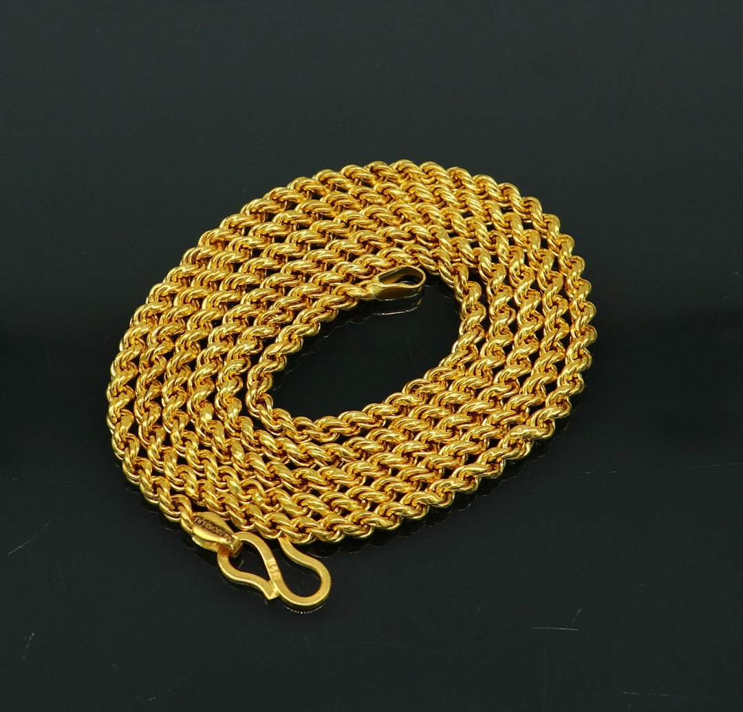22 Kt Yellow Gold Customized Rope Design Chain Necklace, Elegant ...