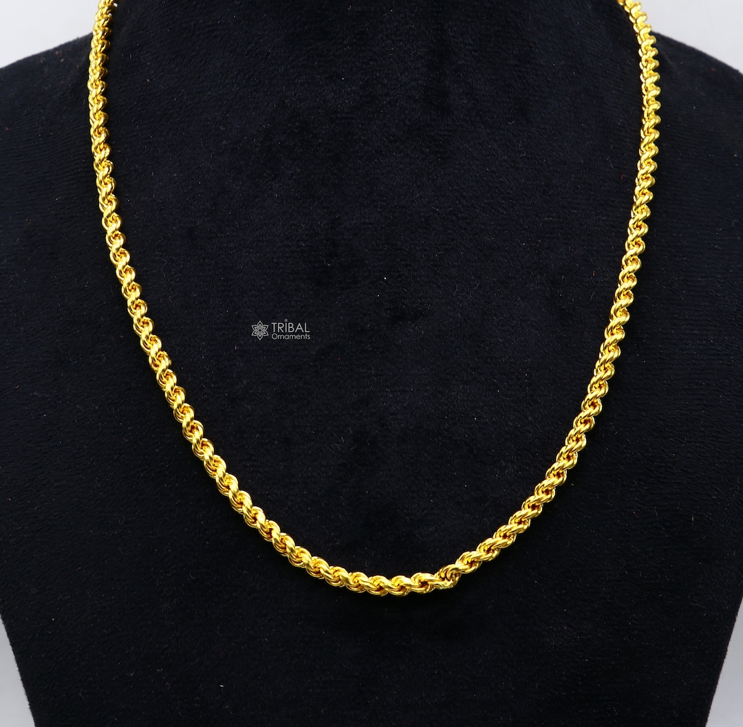 4mm 22k Yellow Gold Handmade Fabulous Rope Chain Necklace Excellent ...
