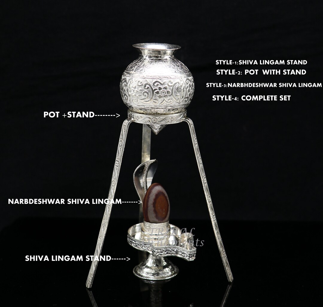 925 Sterling Silver Lord Shiva Lingam Stand/ Jalheri, Use for Put/hold ...
