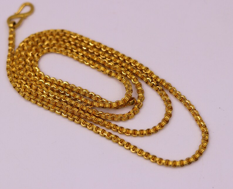 Solid 22karat Yellow Gold Handmade Amazing Rolo Link Chain | Etsy