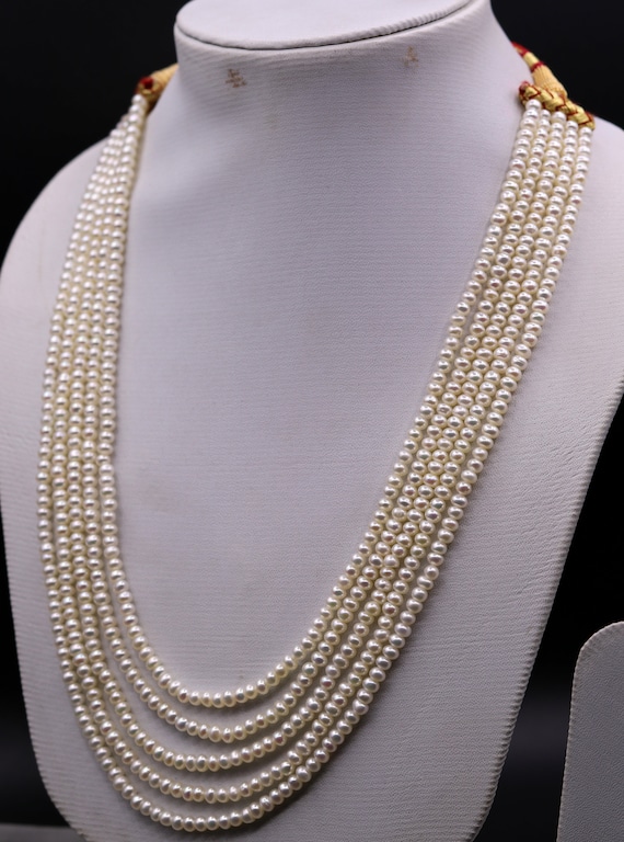 Natural Real Pearl Five Line Layer String Necklace Set | Etsy
