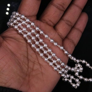 Solid Silver Handmade Fabulous Silver 109 Beads Chain Necklace for Jap ...