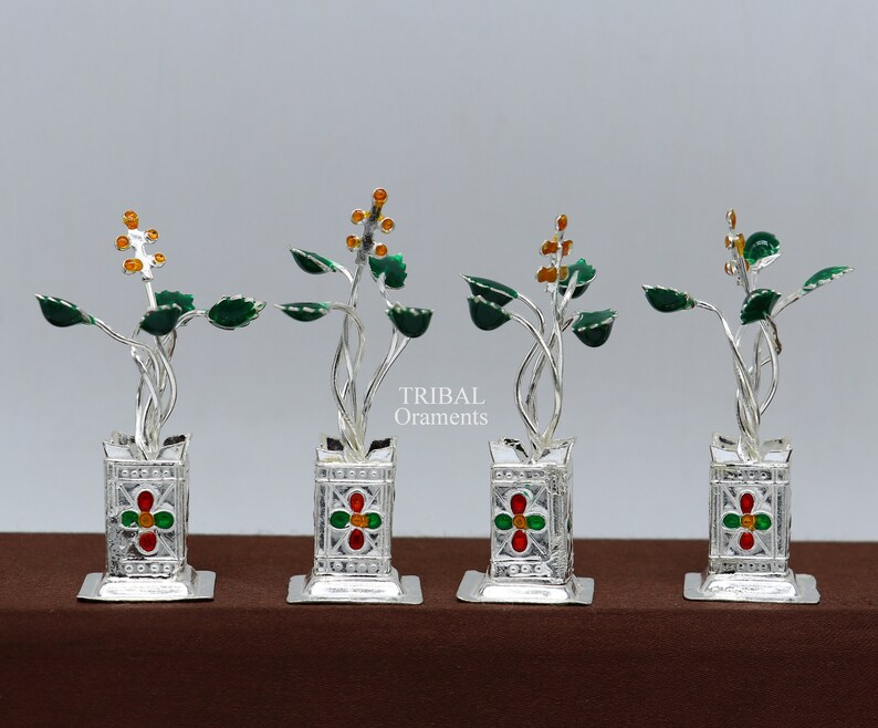 Holy Basil Rosary 925 Sterling Silver Handmade Mini Plant, Tulsi Plant ...