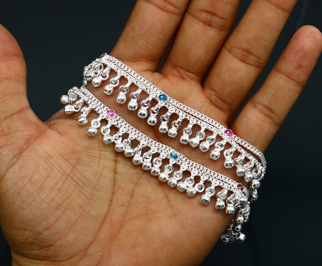 6.5" Long Sterling Silver Customized Baby Anklets, Stunning Hanging ...