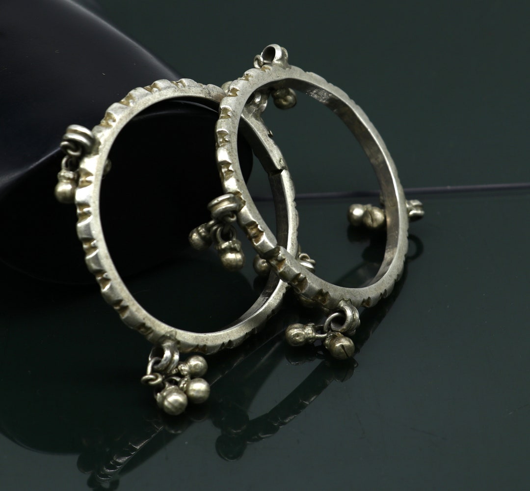Solid Silver Handmade Vintage Antique Traditional Banjara Bangle ...