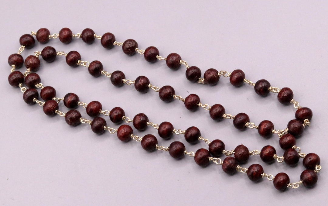 54 Beads Red Sandal (chandan) Jaap Mala for Pray God 925 Sterling ...