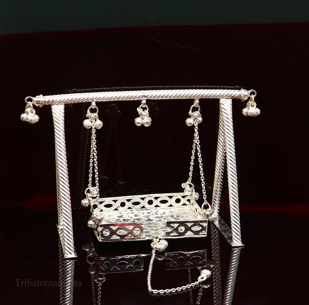 Sterling Silver Handmade Laddu Gopala Jhula, Baby Krishna Swing, Child ...