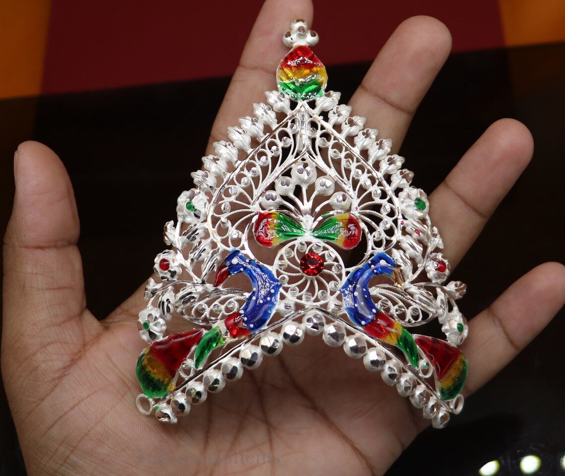 Solid Sterling Silver Vintage Antique Design Handmade Mukut | Etsy