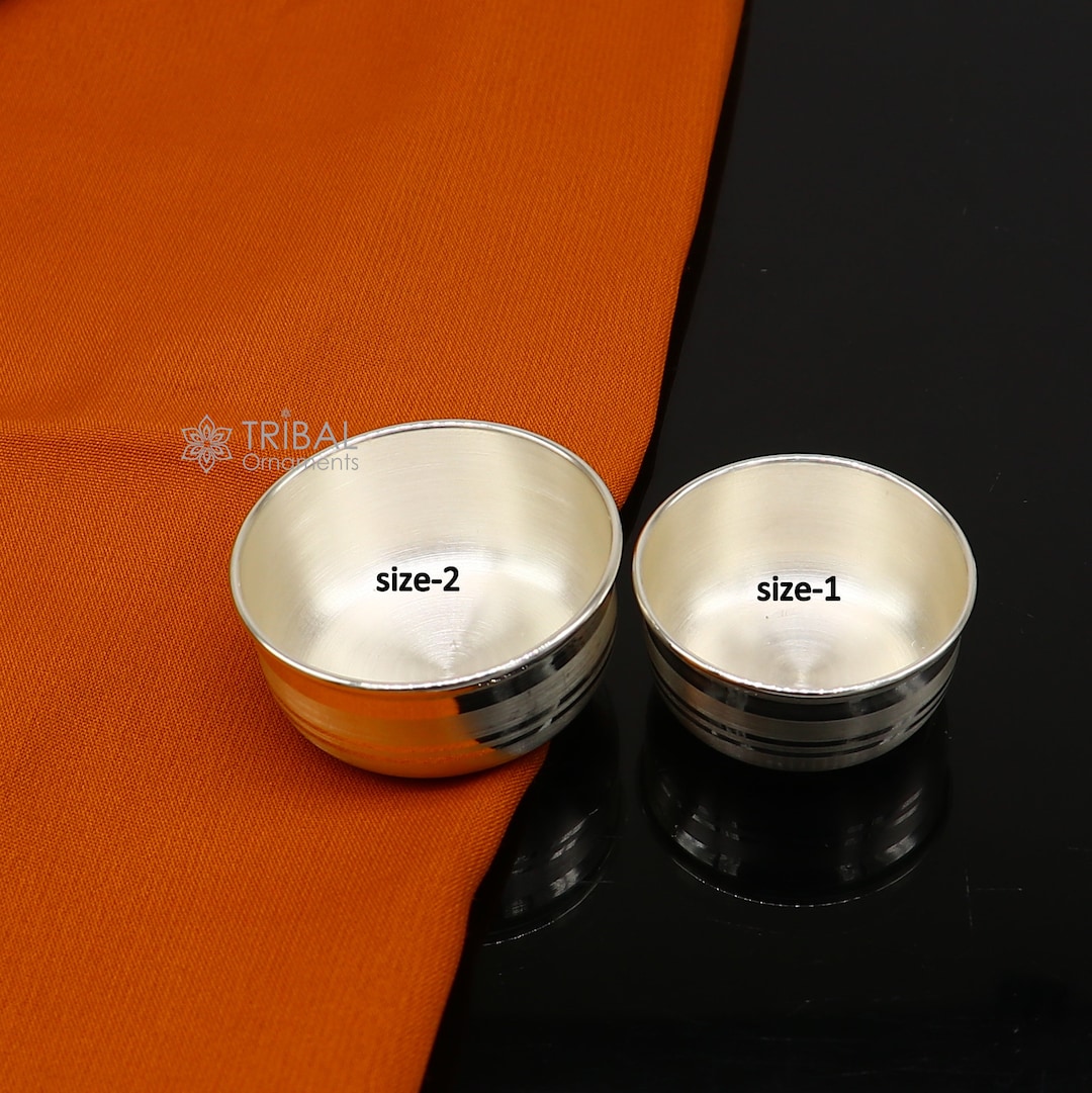 999 Fine Solid Silver Handmade Small Puja Bowl Temple Puja, Pure Silver ...
