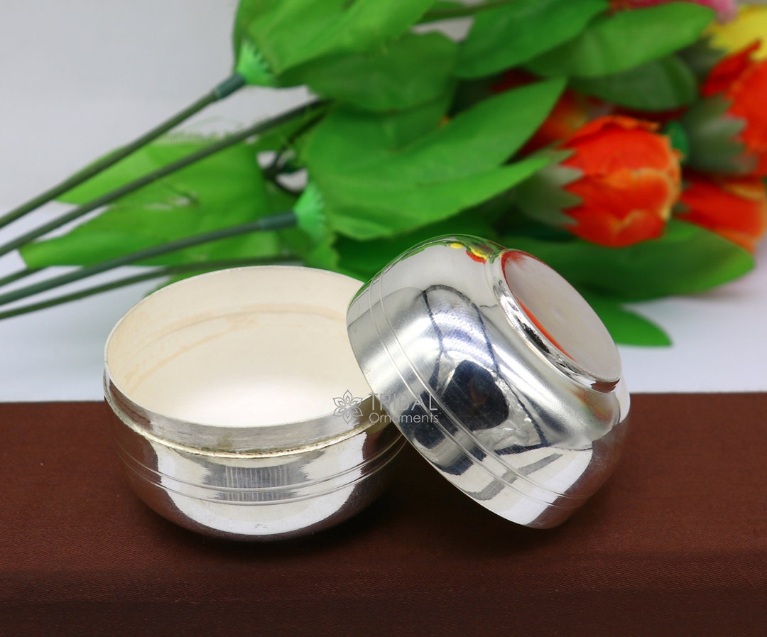 999 Fine Silver Handmade Gorgeous Small Idol's Prasadam Box, Trinket ...