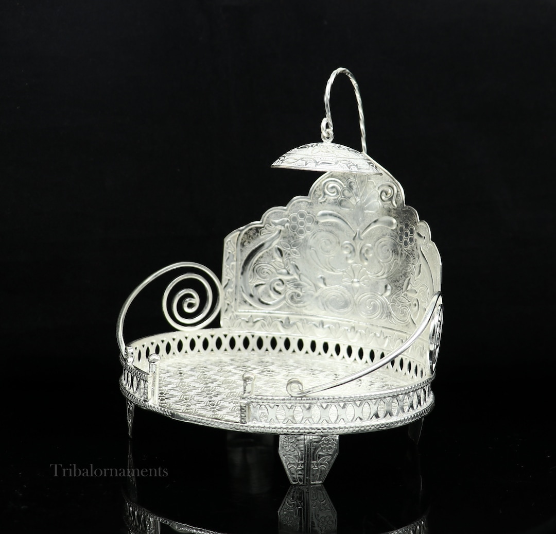 925 Sterling Silver Handcrafted Solid Sinhasan, Idol God Throne, God ...