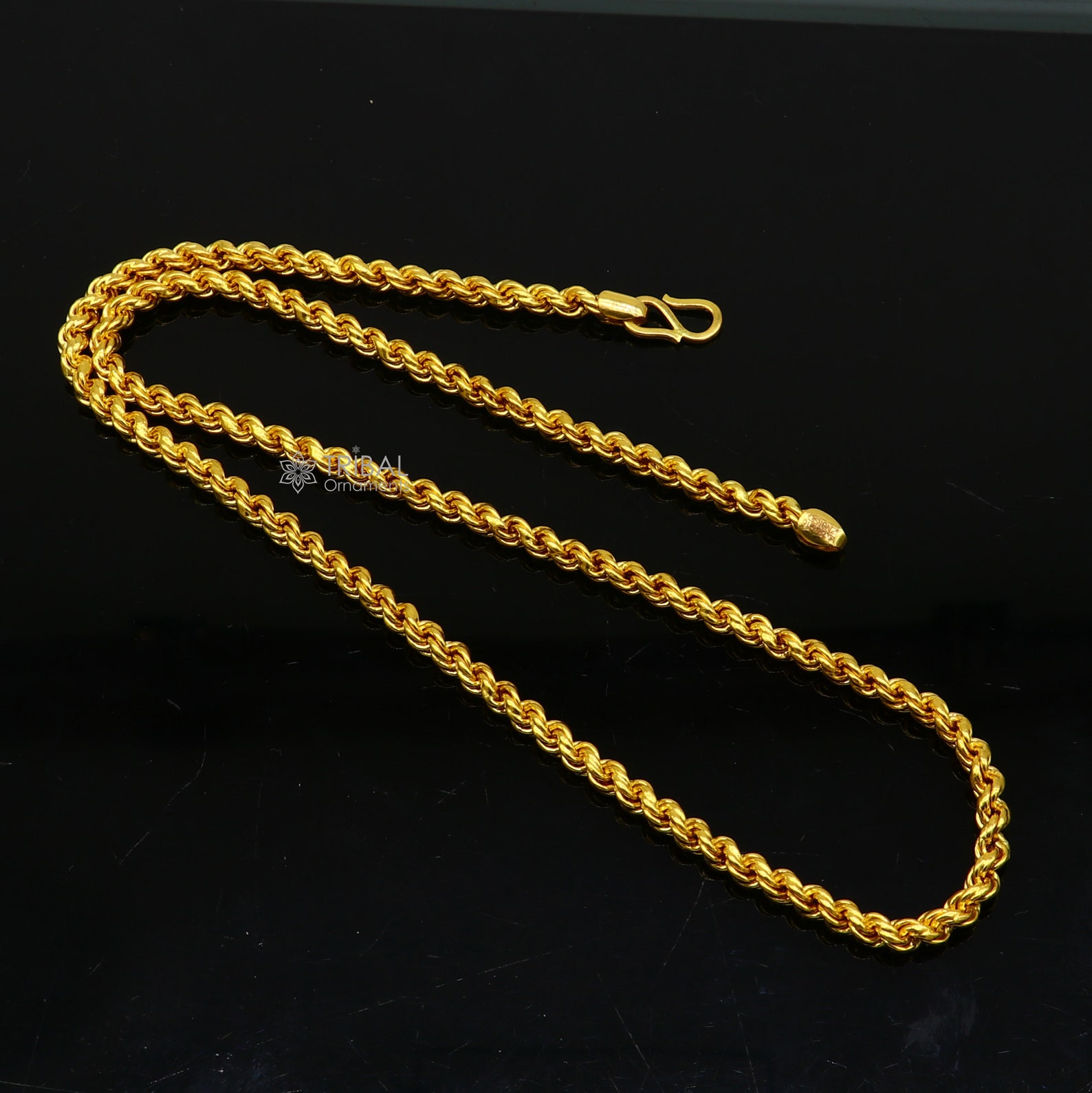 4mm 22k Yellow Gold Handmade Fabulous Rope Chain Necklace Excellent ...