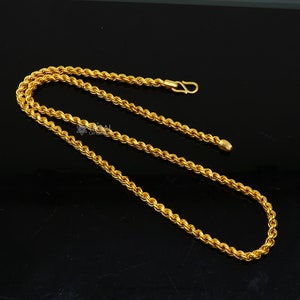 4mm 22k Yellow Gold Handmade Fabulous Rope Chain Necklace Excellent ...