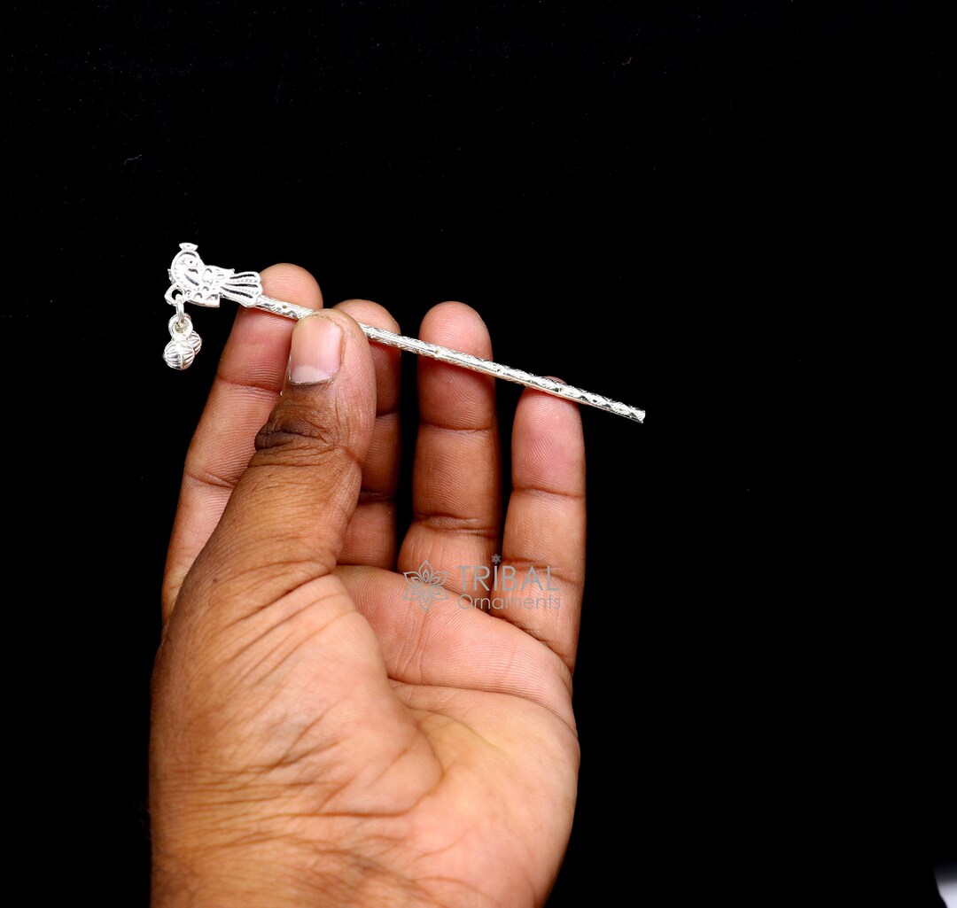 4" Flute Divine 925 Sterling Silver Handmade Peacock Design Idol ...