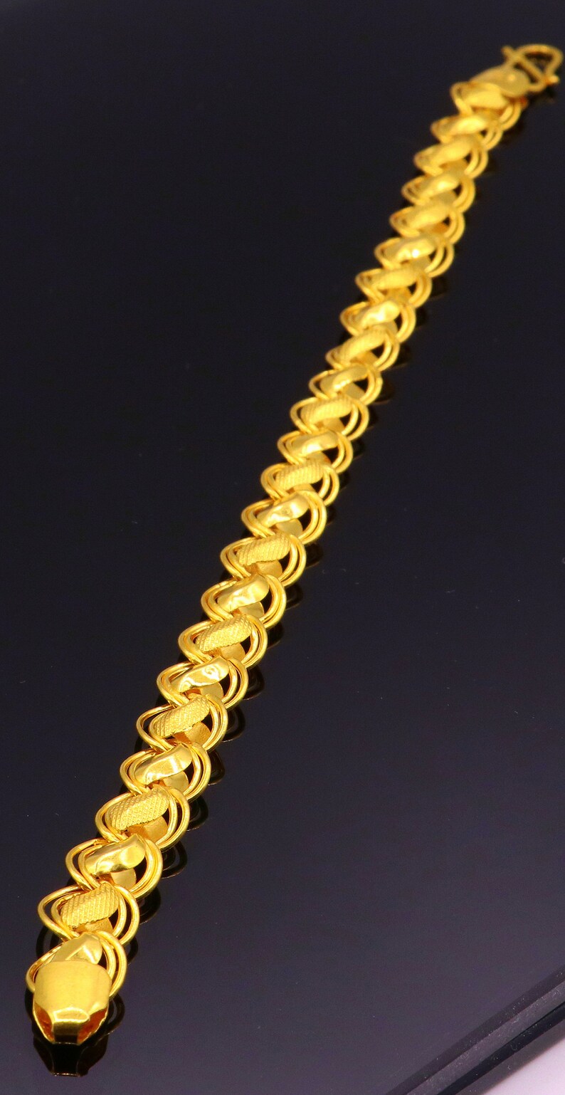 Handmade Fabulous 22k Yellow Gold Lotus Design Bracelet Chain Unisex ...