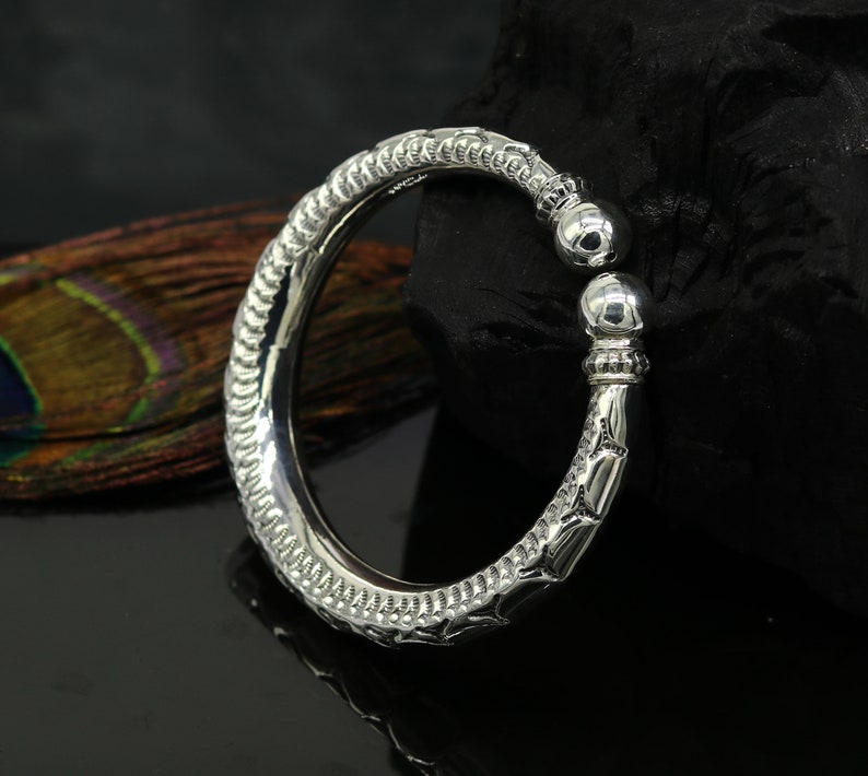 925 Sterling Silver Handmade Gorgeous Customized Work Bangle - Etsy