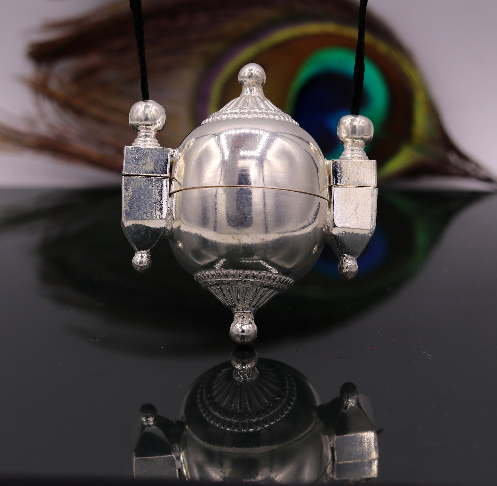 Indian Lord Shiva Lingam Box Container Box Sterling Silver Pendant ...