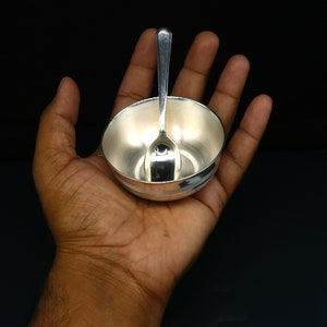 999 Fine Silver Handmade Small Baby Bowl and Spoon Set Silver - Etsy