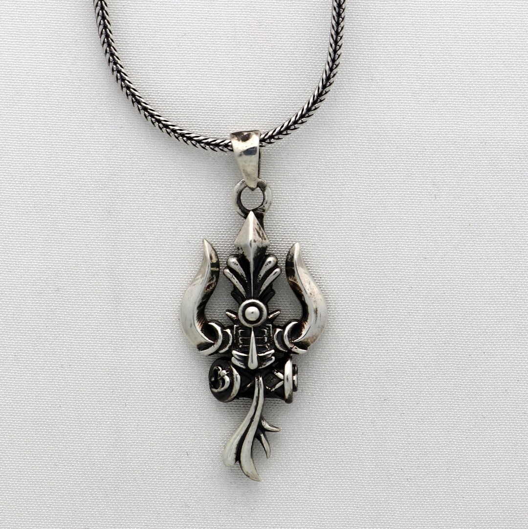 925 Sterling Silver Hindu Idol Lord Shiva Trident Pendant, Amazing ...