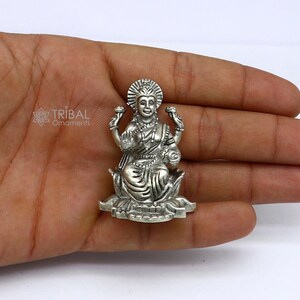 925 Silver Goddess Lakshmi Divine Statue Figurine for Puja,best Way for ...