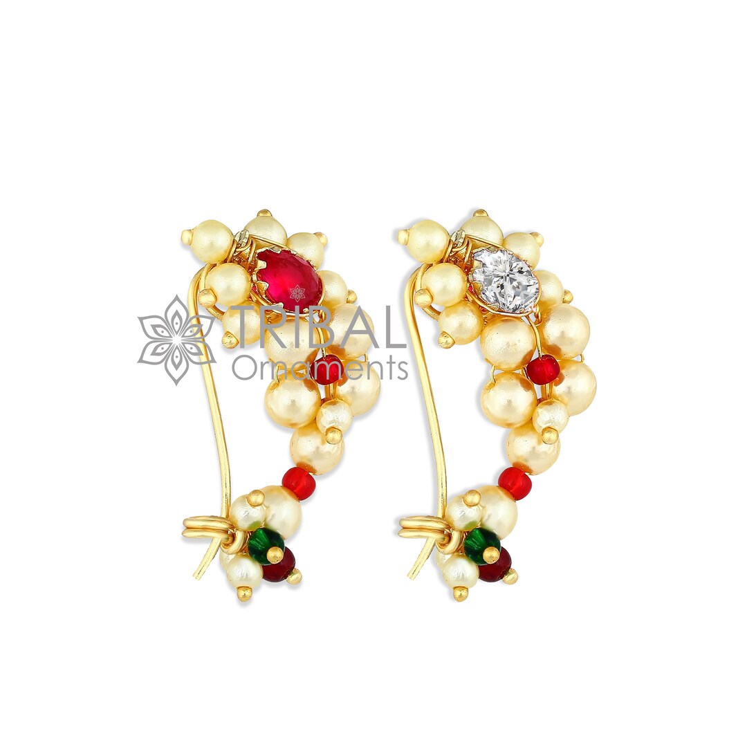 Indian Traditional Cultural Nose Pin Stud or Nath Maharasthrian Nath 18 ...