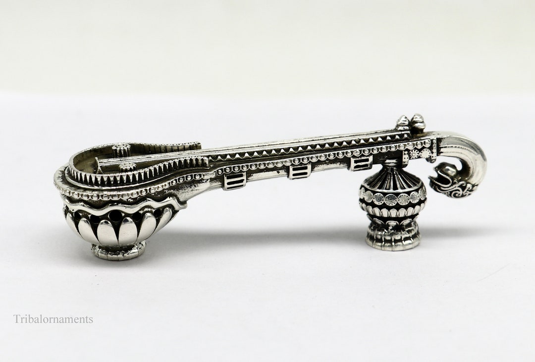 925 Sterling Silver Saraswati Veena, Silver Musical Instrument Veena ...