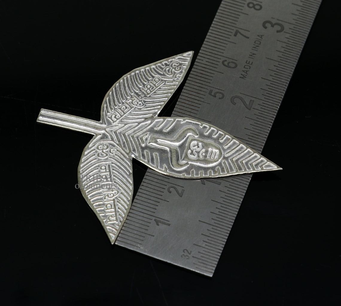 6.5cm Lord Shiva Bel Patra Solid Silver Handmade Solid Belva Patra ...