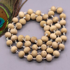 925 Solid Silver Tulsi Chain Mala Tulsi Wooden Handcrafted 54 Beads ...
