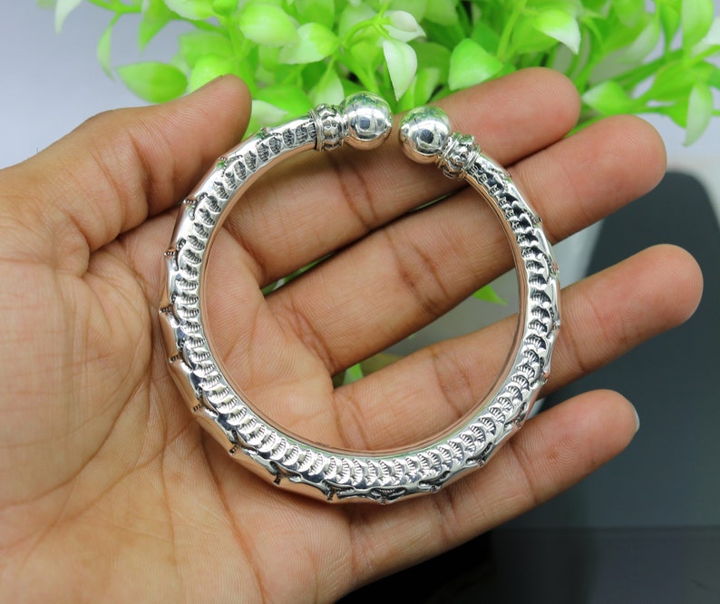 925 Sterling Silver Handmade Gorgeous Customized Work Bangle Bracelet ...