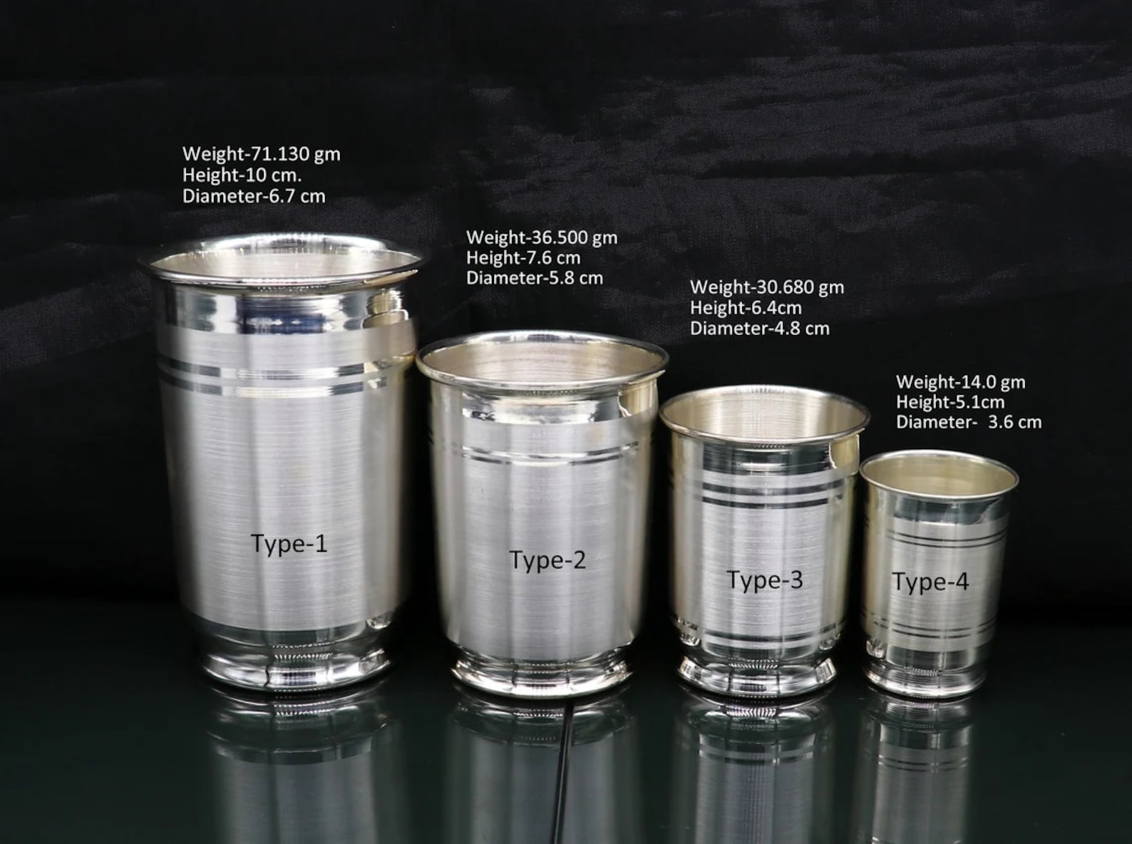 999 Pure Fine Silver Handmade Water Milk Glass Tumbler, All Sizes ...