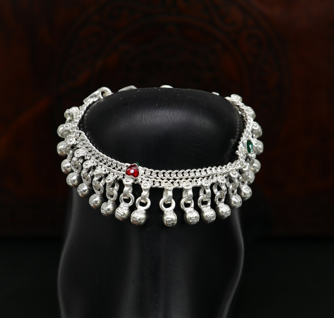 5 Handmade Solid Sterling Silver Waved Jingling Bells Noisy Anklets ...