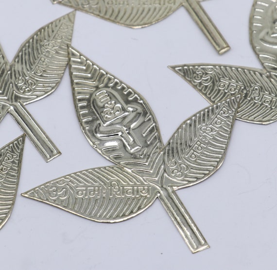 Pure Silver Om Namah Shivay Bel Patra Set Of 3 Shiva Puja Pure Silver ...
