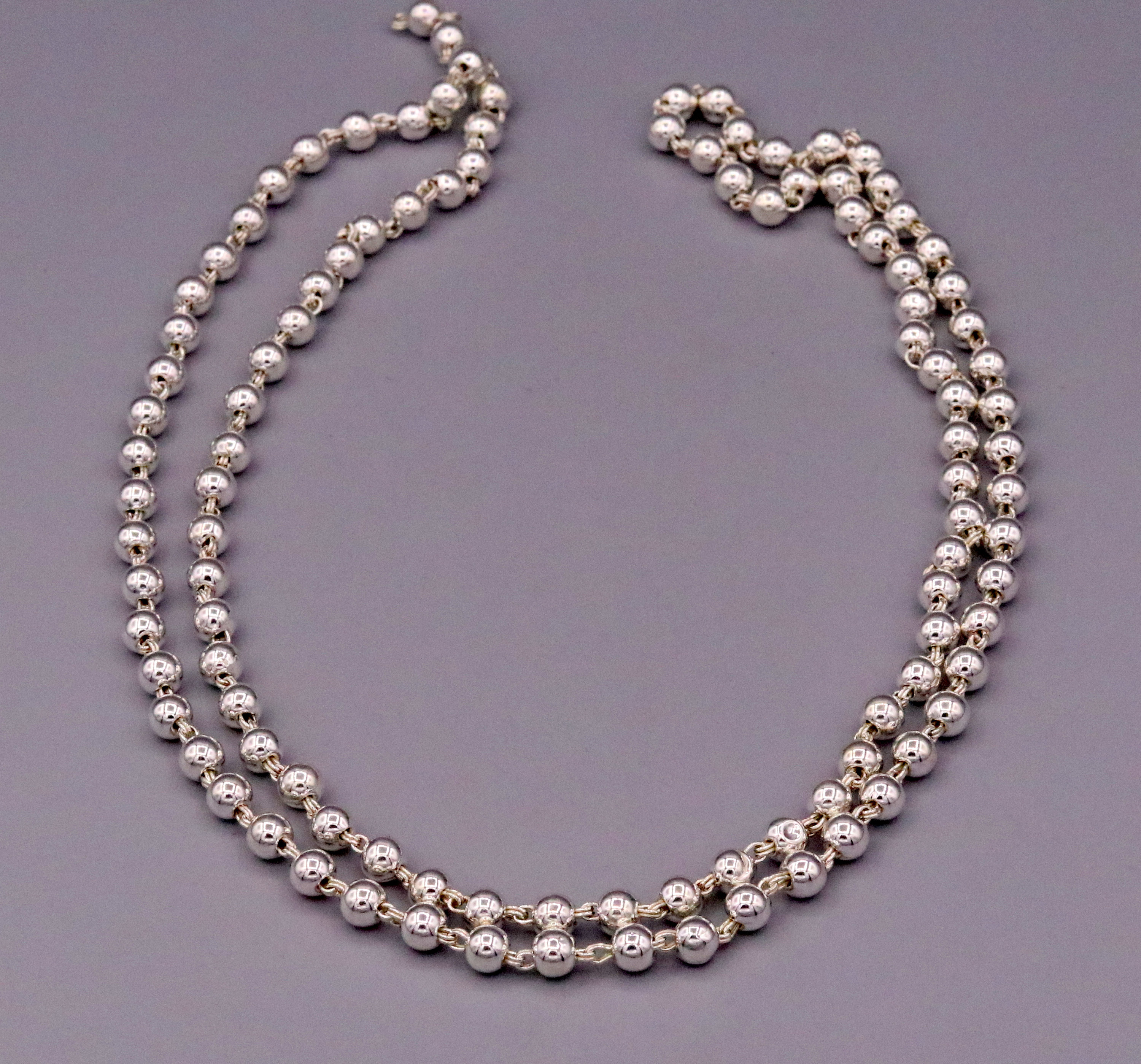 Solid Silver Handmade Fabulous Silver 109 Beads Chain Necklace for Jap ...