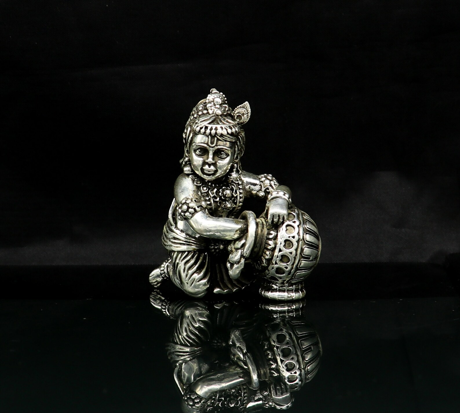 925 Sterling silver customized Idol Krishna Bal Gopal statue | Etsy