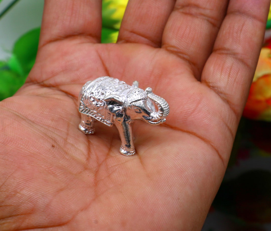 Buy Fully Solid 925 Sterling Silver Elephant Statue/ Figurine Sculpture ...