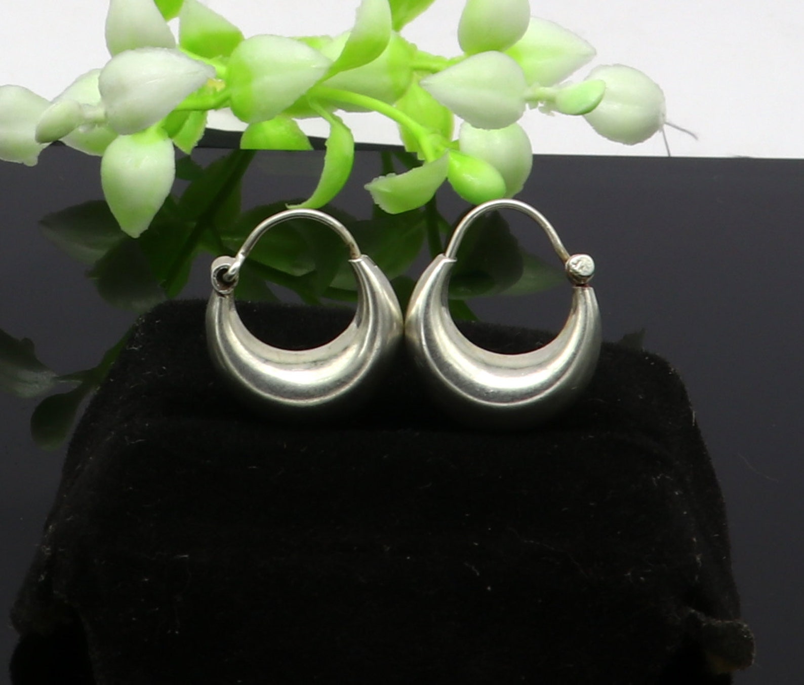 Pure 925 Sterling Silver Handmade Hoops Kundal Earring, Excellent ...
