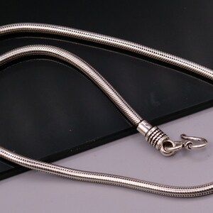 925 Sterling Silver 20 Inch Handmade Flexible Snake Chain , Screw Chain ...