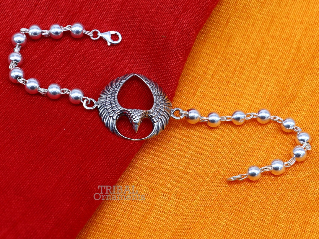 925 Sterling Silver Handmade Lord Garuda ( Egal ) Design Rakhi Bracelet ...